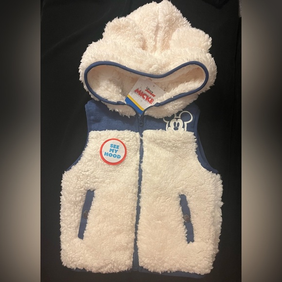 Disney | Jackets & Coats | Disney Jr Mickey Fleece Vest Blue And White ...